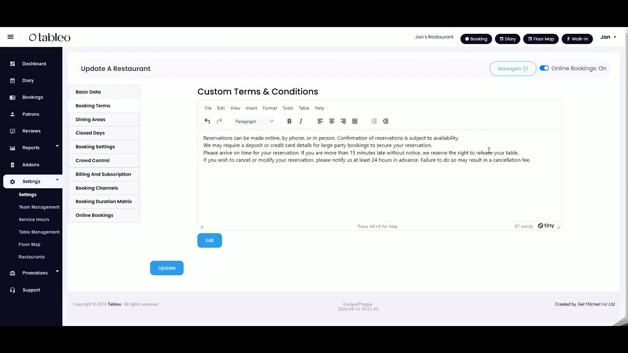 How to add and edit Booking Terms & Conditions - YouTube