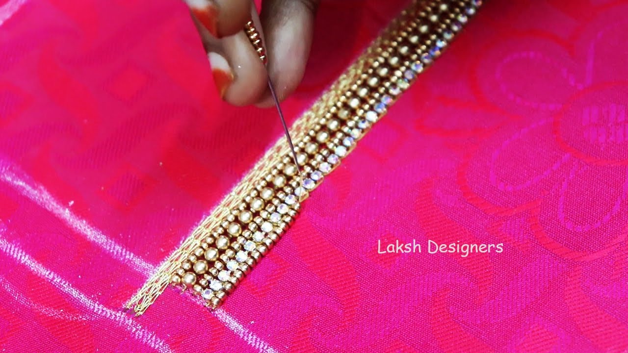 1500rs range aari work blouse neck design / aari work front neck design ...