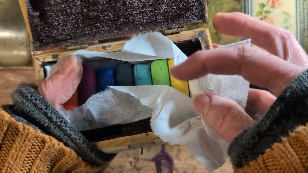 Chalk pastel finger painting~ a pleasant and relaxing ASMR sound ...
