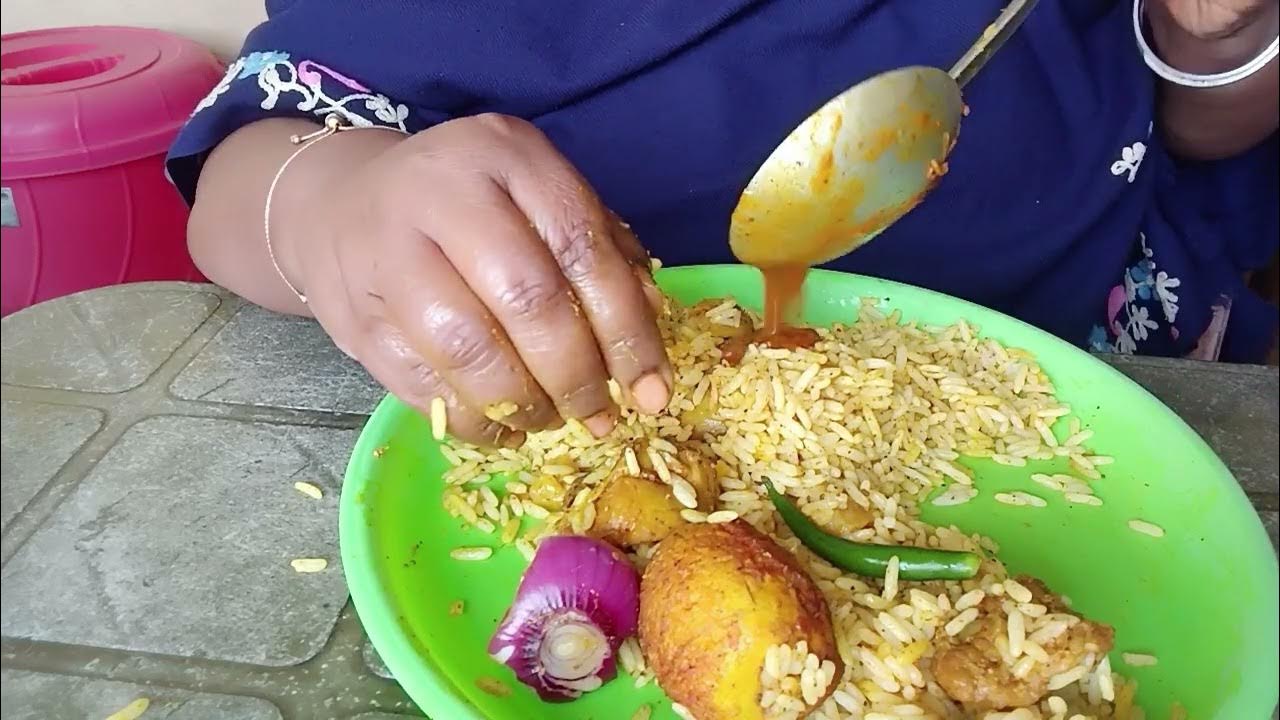 Eating show: Egg chicken biriyani & chicken kosha - YouTube