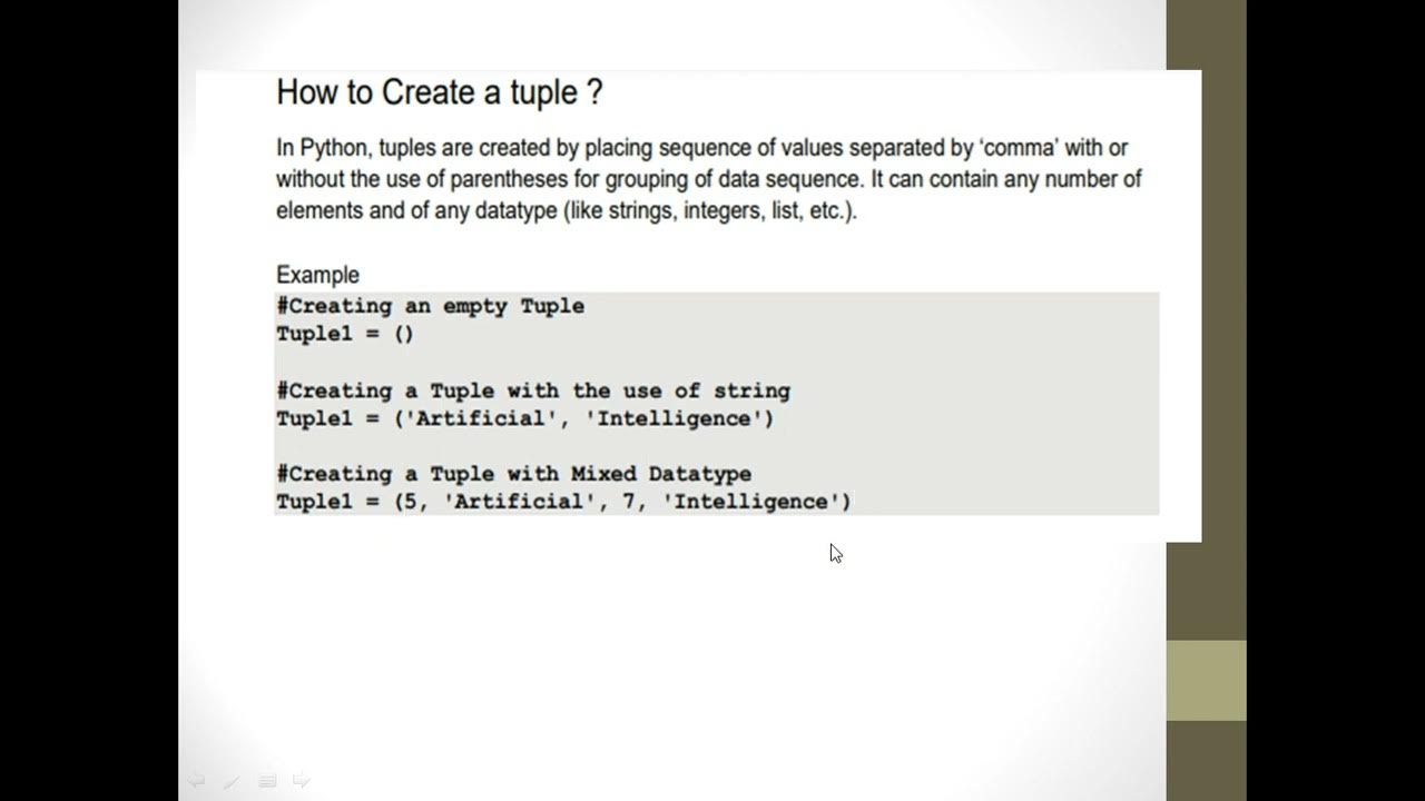 Python Unit 4 Part 5 of 5 Tuples- creation, access, deletion | CBSE Class 9 - YouTube