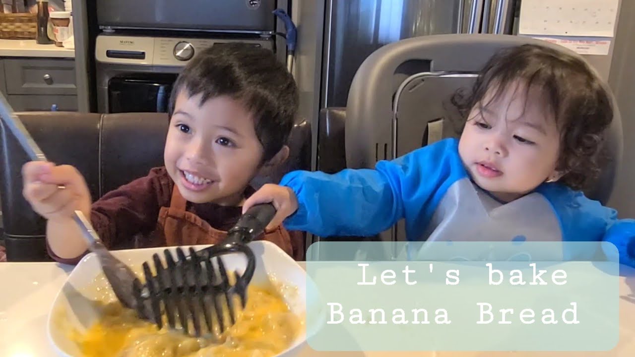 Baking Banana bread cupcakes | kuya McKoy and ading Sofia - YouTube