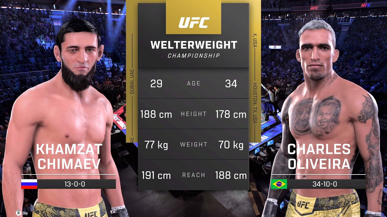 Khamzat Chimaev vs Charles Oliveira Full Fight - UFC 5 Fight Of The ...