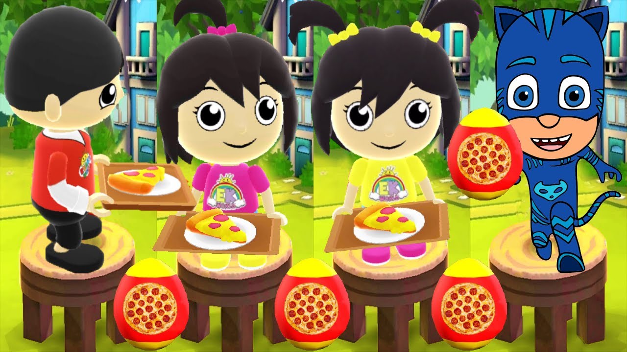 Tag with Ryan Pizza Party with Emma and Kate vs PJ Masks Catboy - Run ...