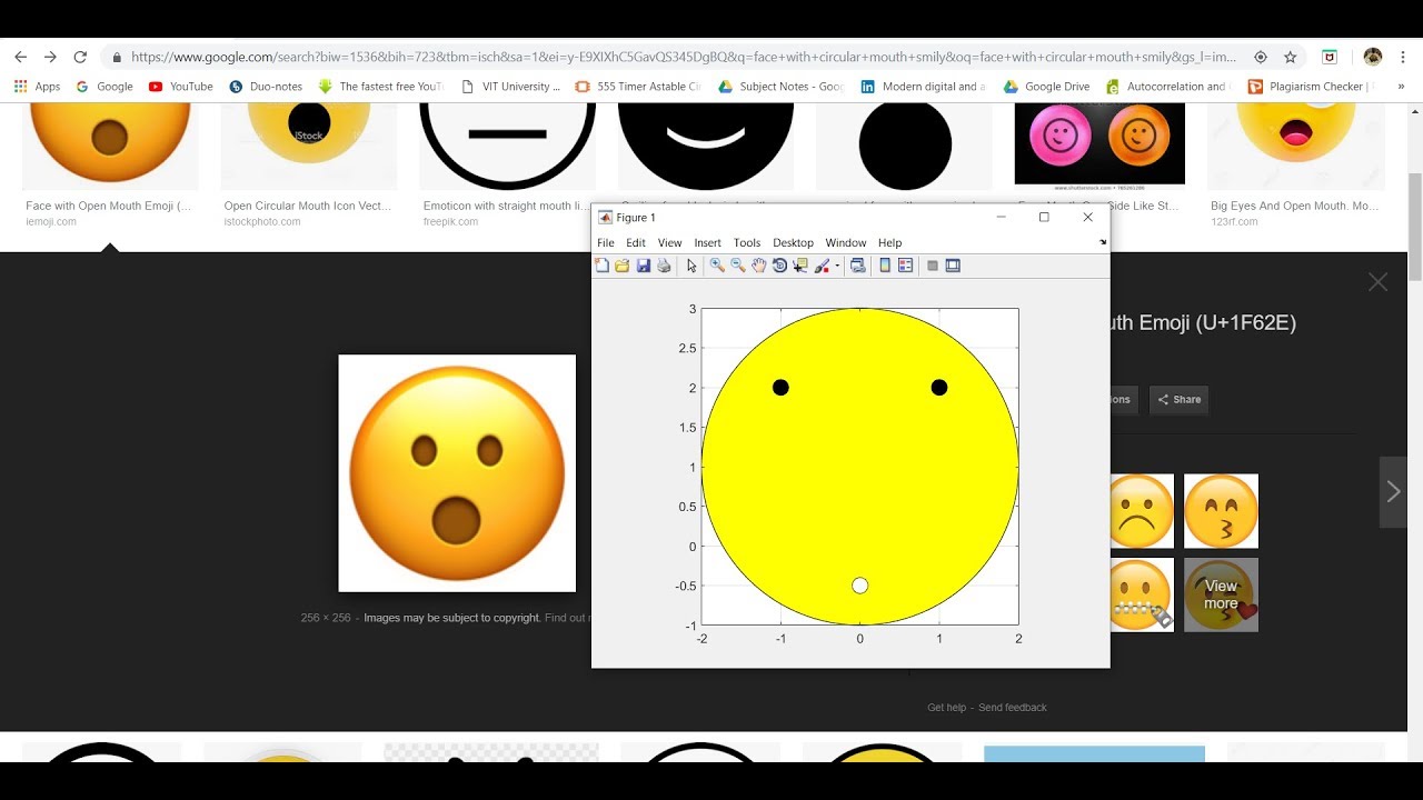Face with open mouth emoji and face without mouth in MATLAB - YouTube