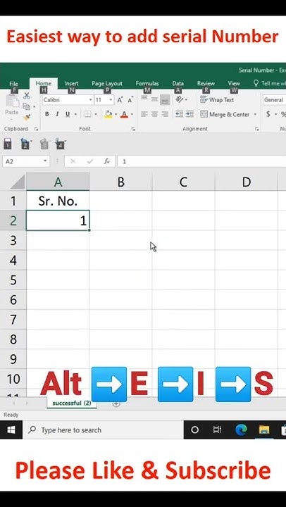 Easiest way to add serial number in excel #shorts #excel - YouTube