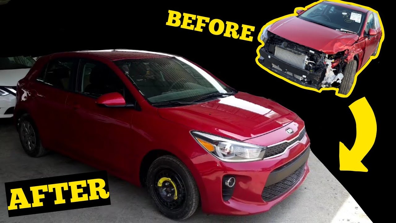Rebuilding A Wrecked 2018 Kia Rio under 10 minutes - YouTube