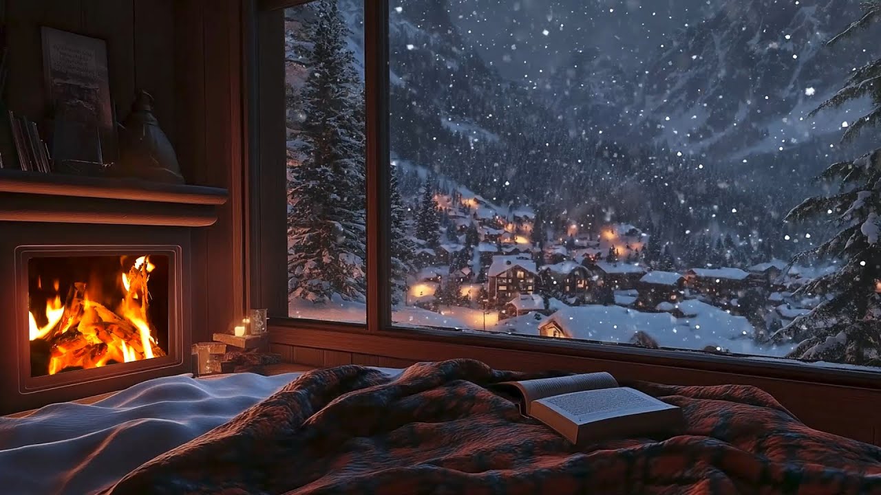 Winter Ambience: Fireplace and Snow Sounds for Meditation and ...