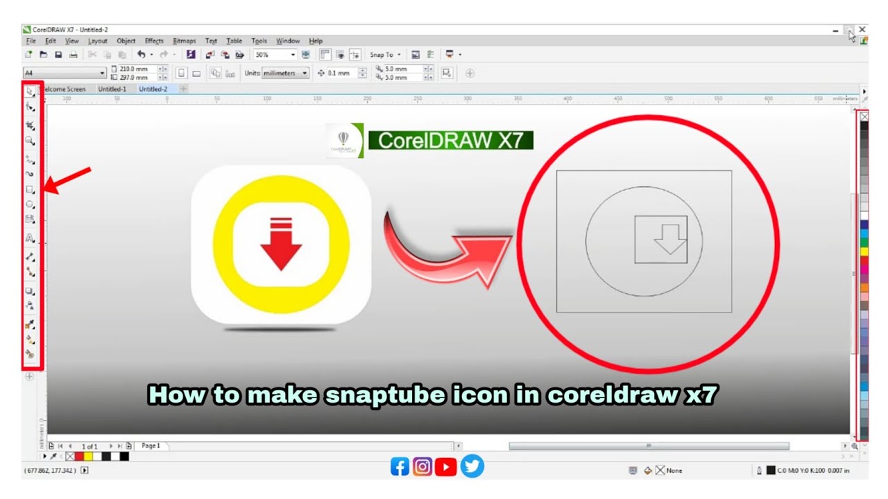 How to make SNAPTUBE ICON design in coreldraw x7 - YouTube