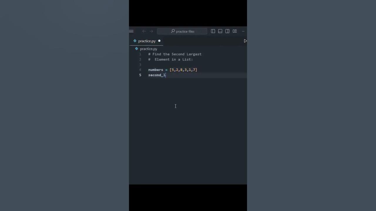 Find The Second Largest Element Python Pythonprogramming Coding Learnpython