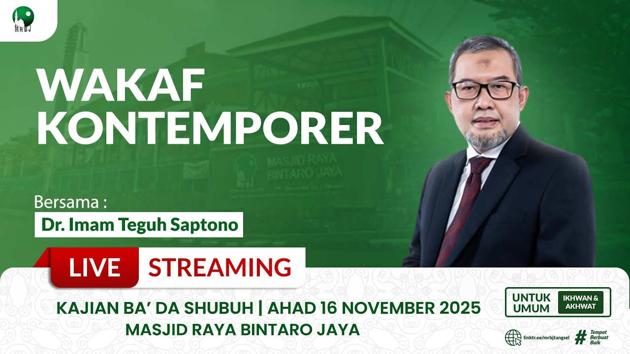 🔴[LIVE] WAKAF KONTEMPORER | DR IMAM TEGUH SAPTONO | MRBJ - YouTube