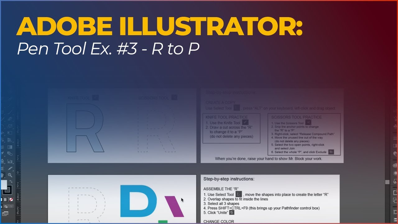 Adobe Illustrator: Pen Tool Exercise #3 - R to P - YouTube