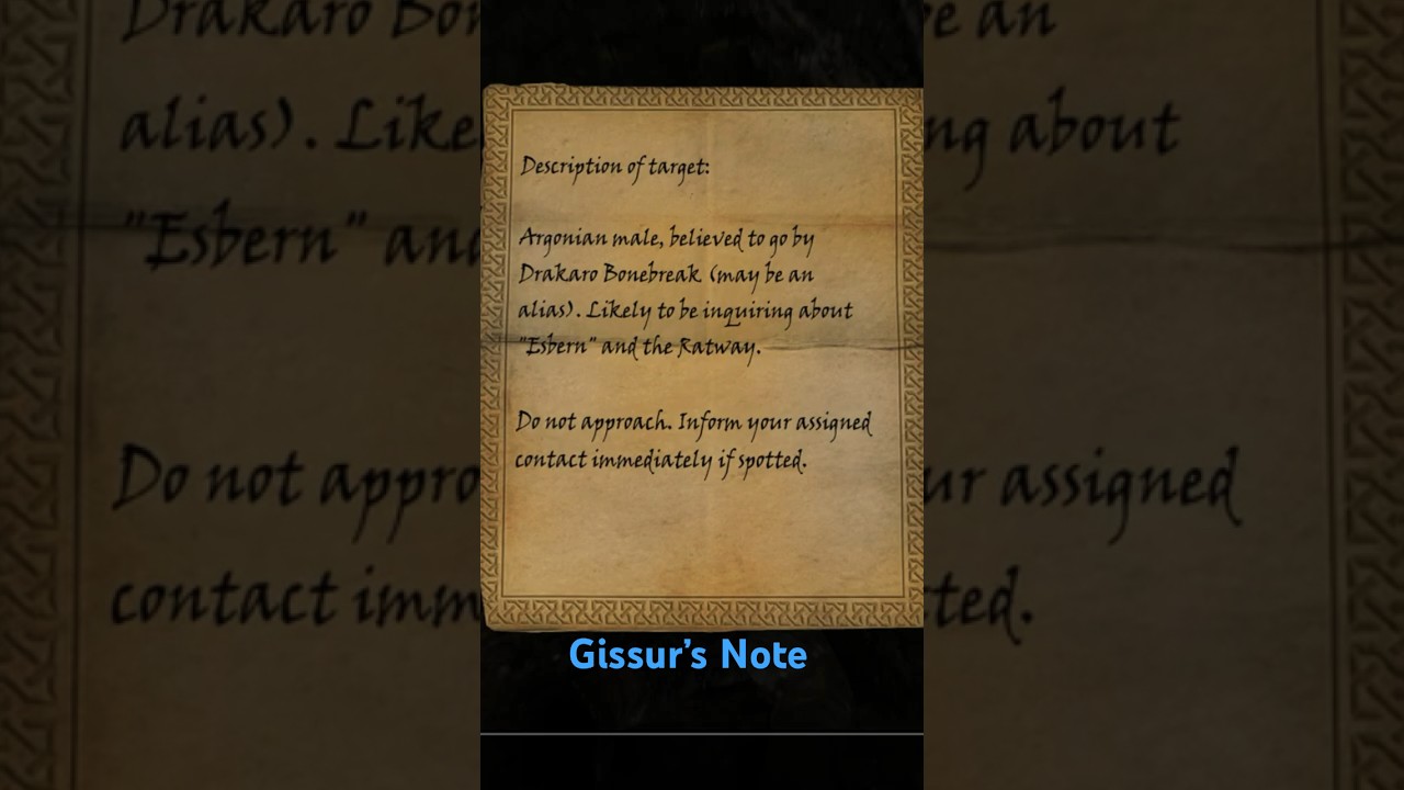 Gissur’s Note #skyrim #gaming #note #lore #backstory #books #shorts # ...