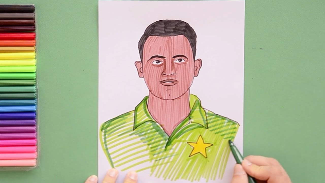 How to draw Fakhar Zaman - Pakistan Cricket Player - YouTube
