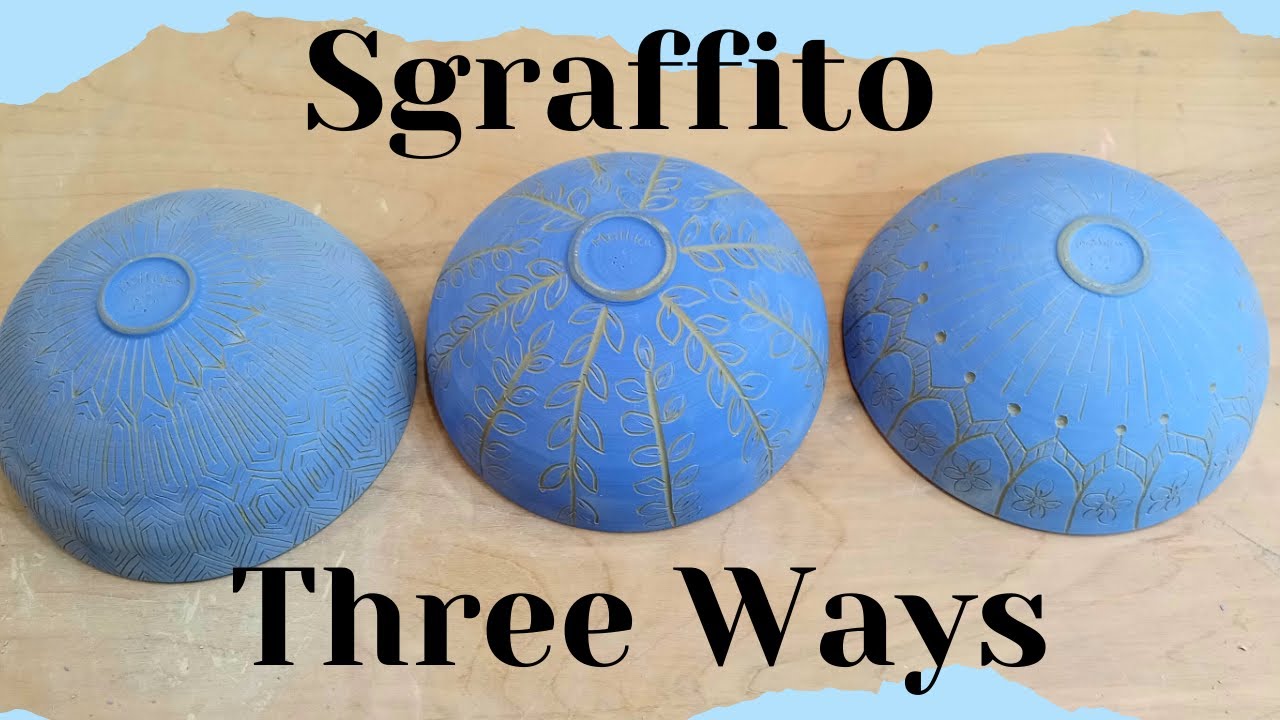 Three different awesome sgraffito patterns!- relaxing pottery carving ...