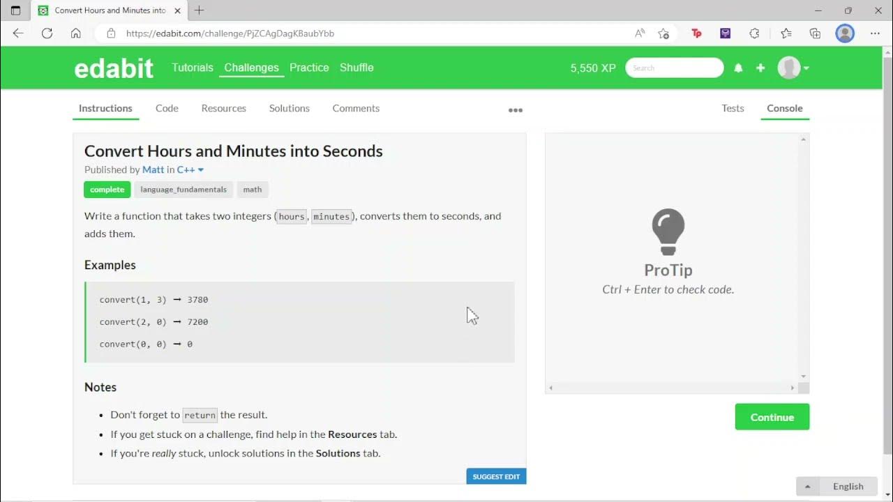 C++ Tutorial for Beginners - Edabit - Convert Hours and Minutes into ...