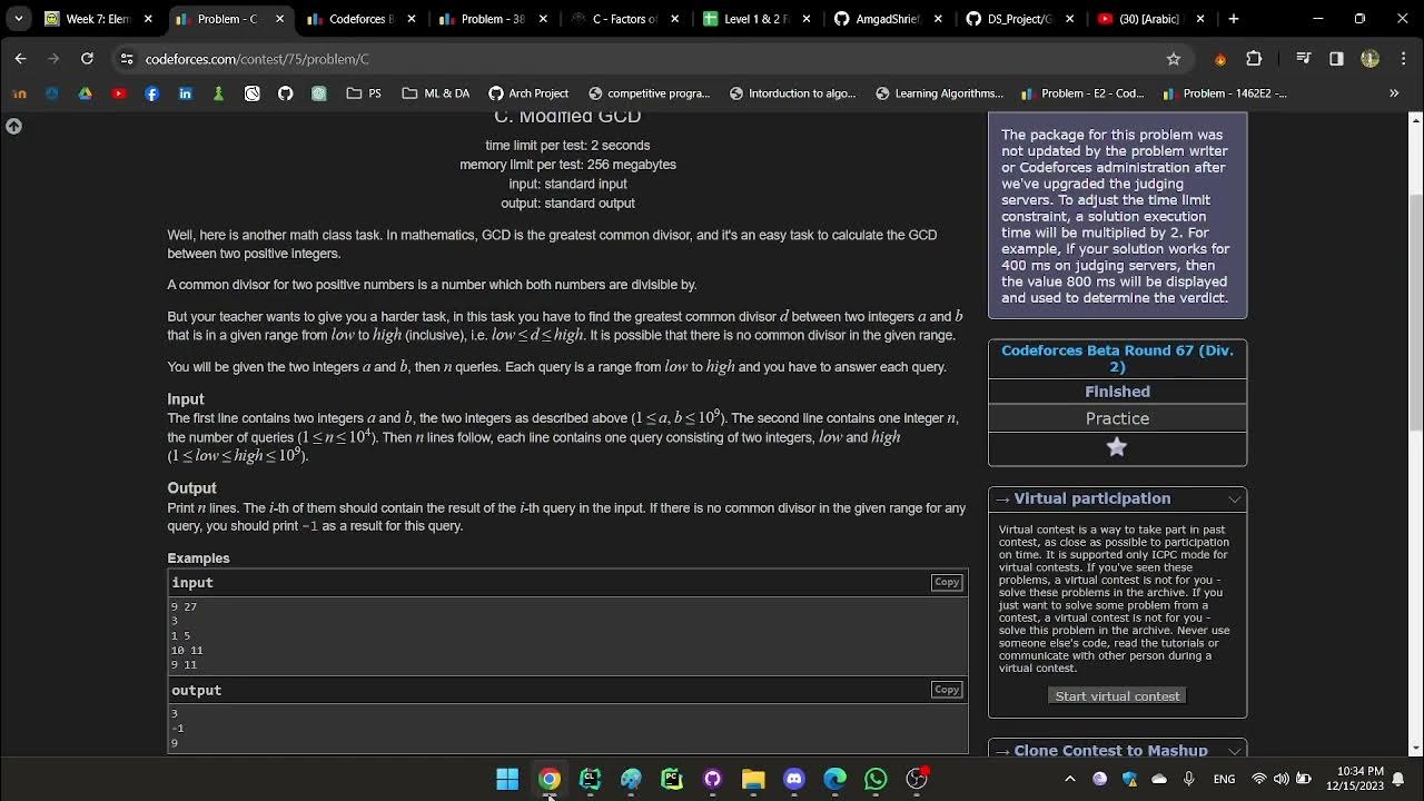 [Arabic] C. Modified GCD | Codeforces Beta Round 67 (Div. 2) | Fall'23 Level1 Week7 Problem N ...