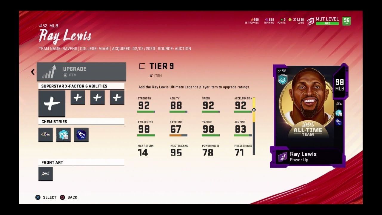 Madden NFL 20 MUT: 99 Hit Power Ray Lewis Looks Monstrous!!! New ...