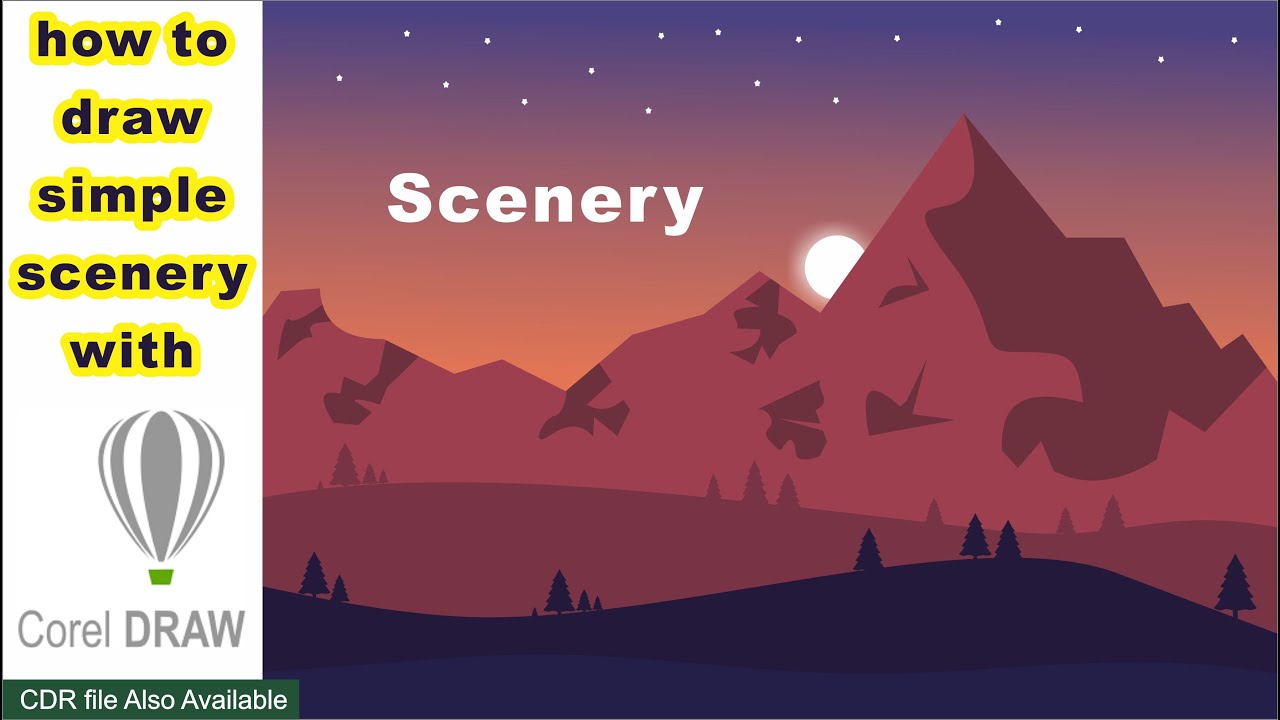 Draw a simple scenery with corel draw| 5-Minute Graphics - YouTube
