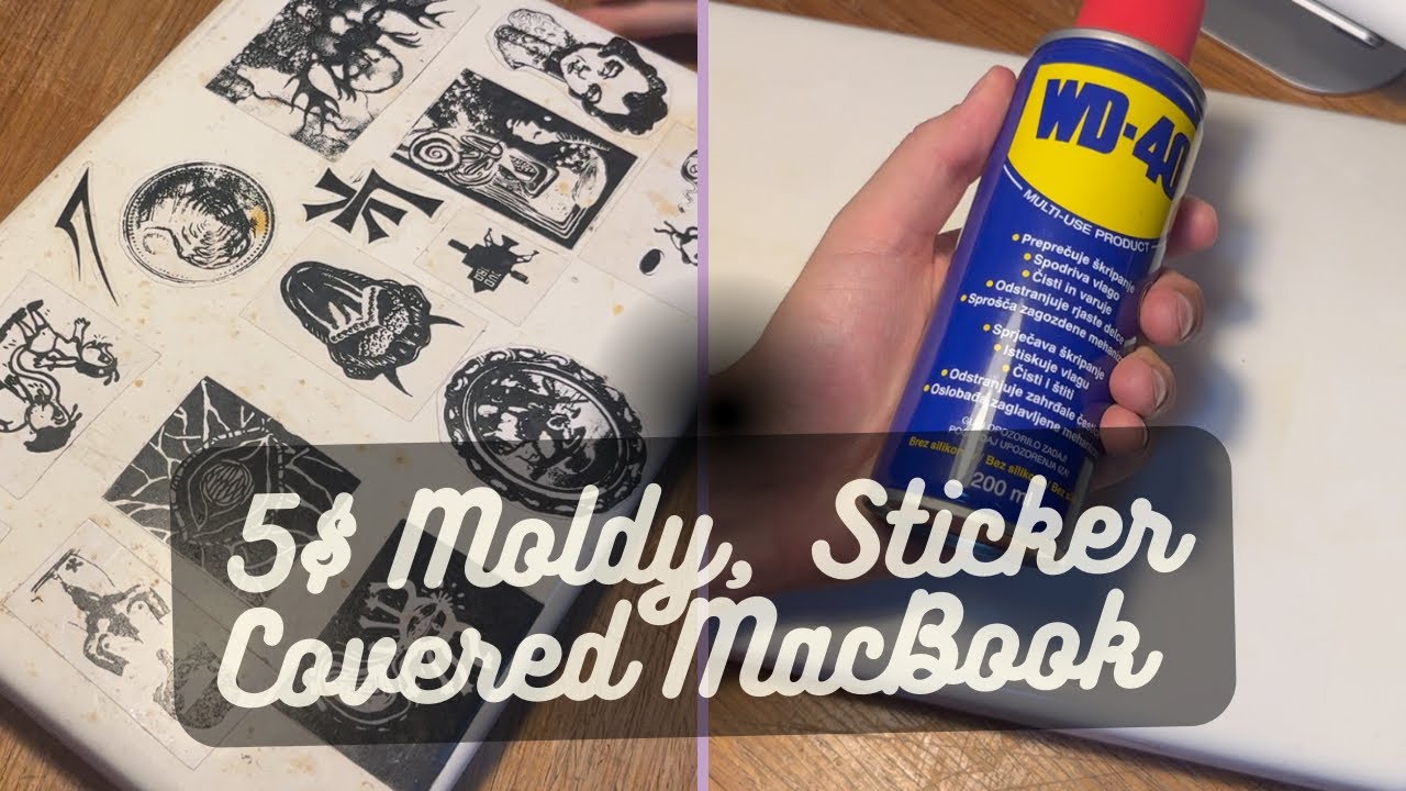 5$ Moldy MacBook Covered in Stickers - YouTube