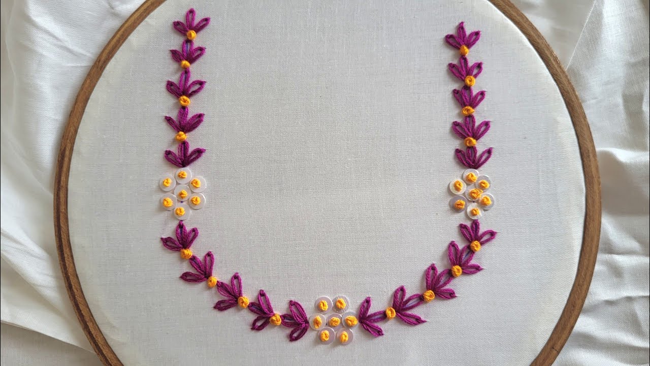 Easy & Simple| Neck & borderline stitch embroidery design|blouse ...