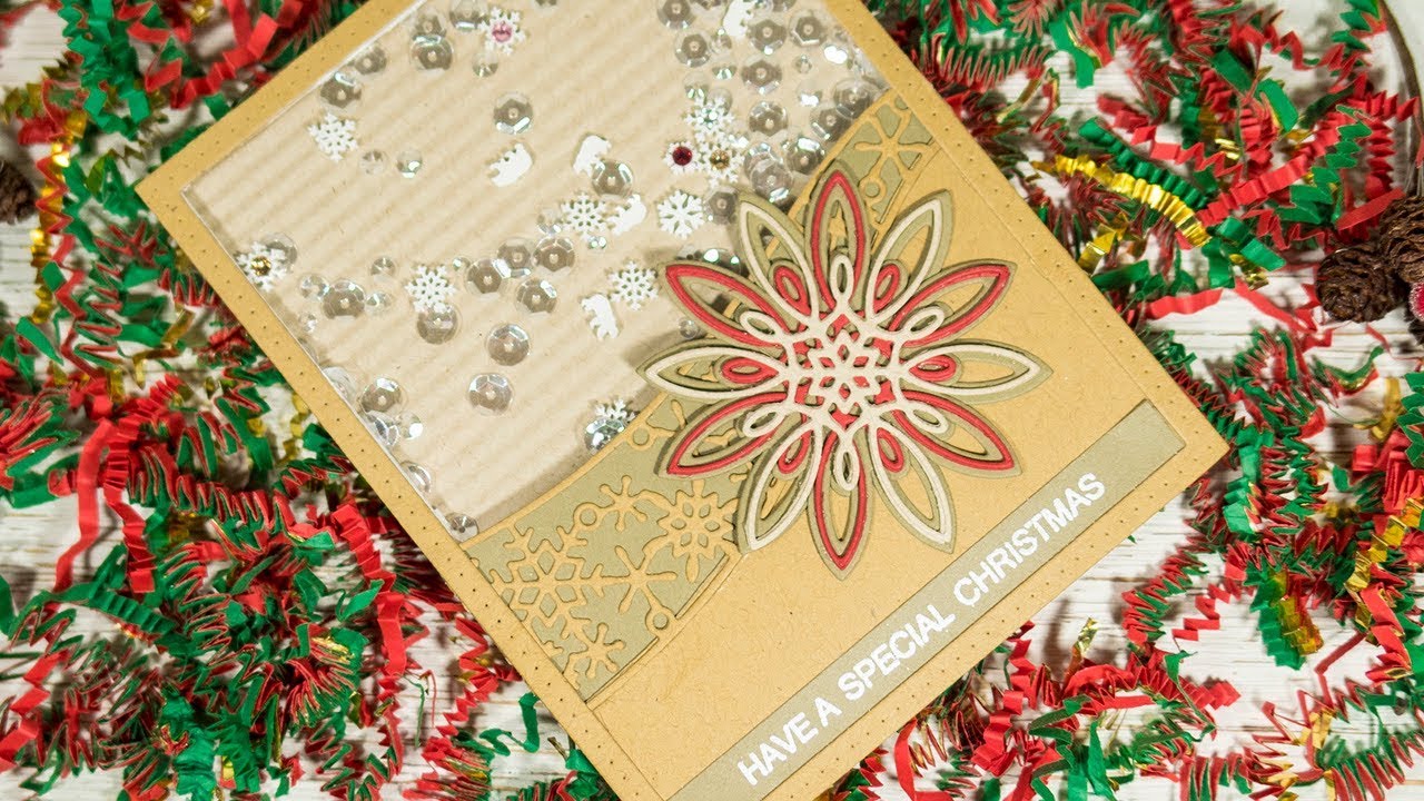 Christmas Shaker Card with DIY Shaker Filler Elements - YouTube