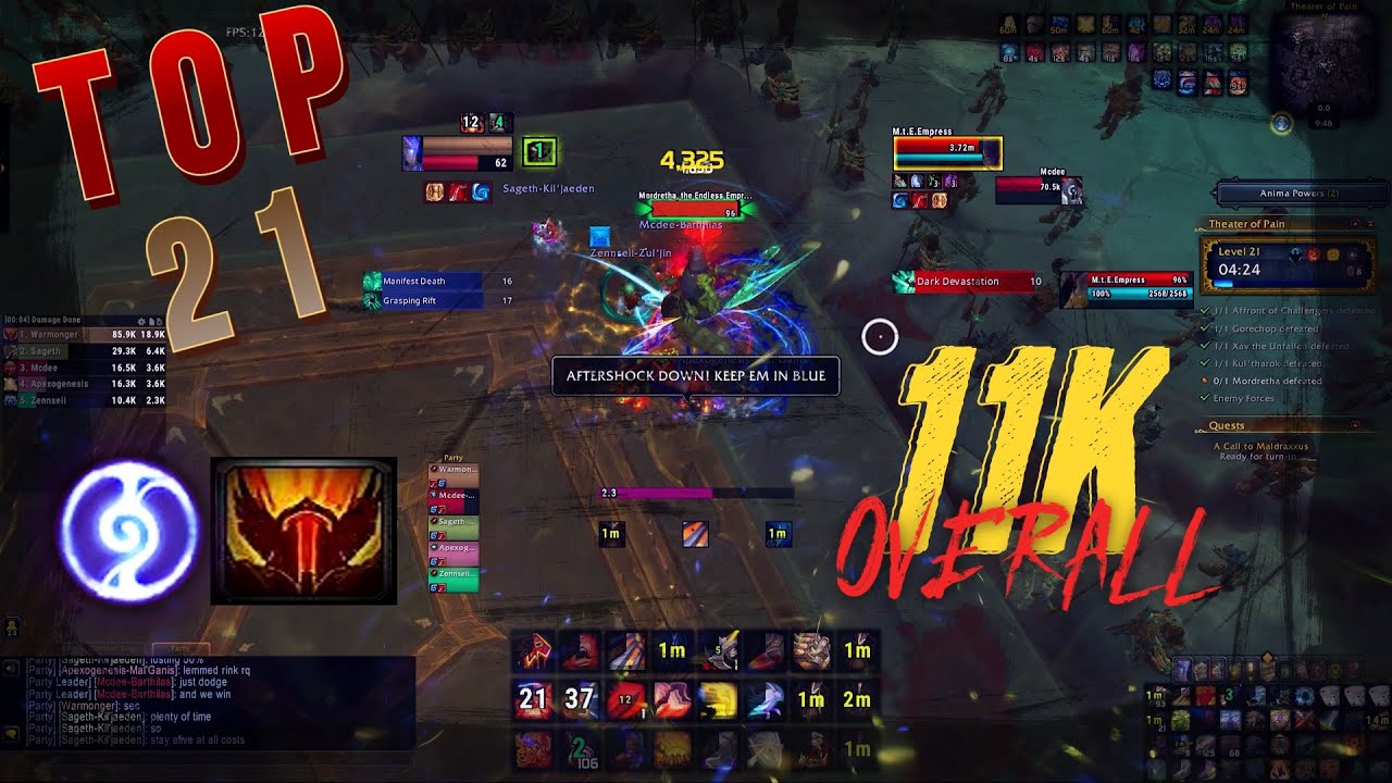 NIGHT FAE FURY WARRIOR M+ 21 Theater Of Pain (Fortified, Raging ...