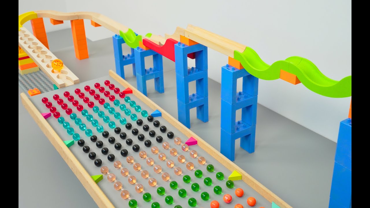 Colorful Lego Marble Run Race ASMR | Sweet Toys and interesting rolling ...