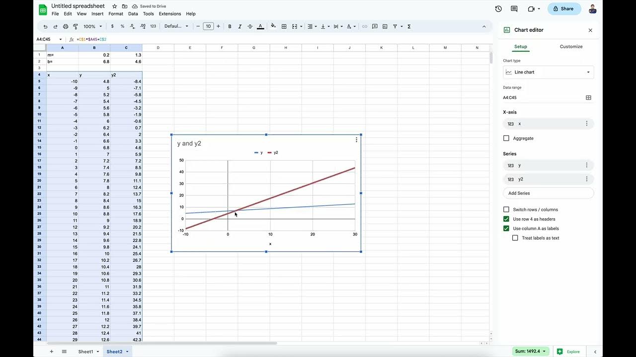 Solving Equations on Sheets and Desmos - YouTube