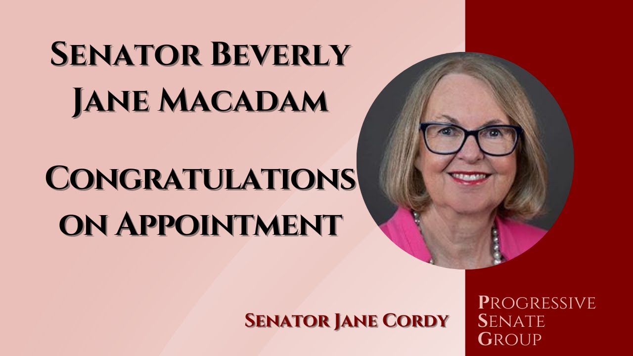 Senator Cordy welcomes Senator MacAdam to the Senate - June 6, 2023 ...