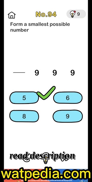 BRAIN OUT Level 94 FORM A SMALLEST POSSIBLE NUMBER - YouTube