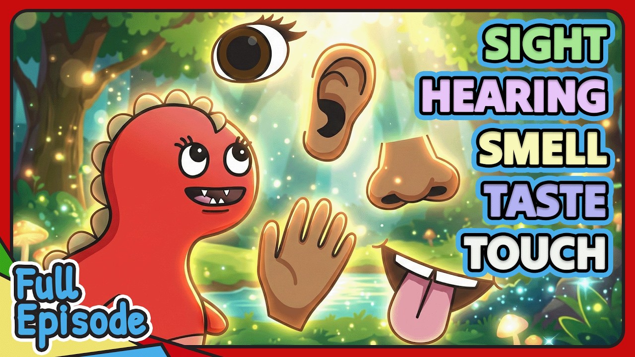THE 5 SENSES - Eyes, Ears + More | Olley Dinosaur | Learn Sing Explore ...