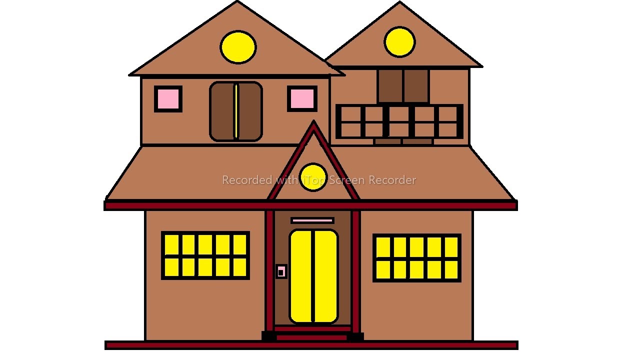 How to draw haveli House | Drawing Beautiful Home Step by step using Ms ...