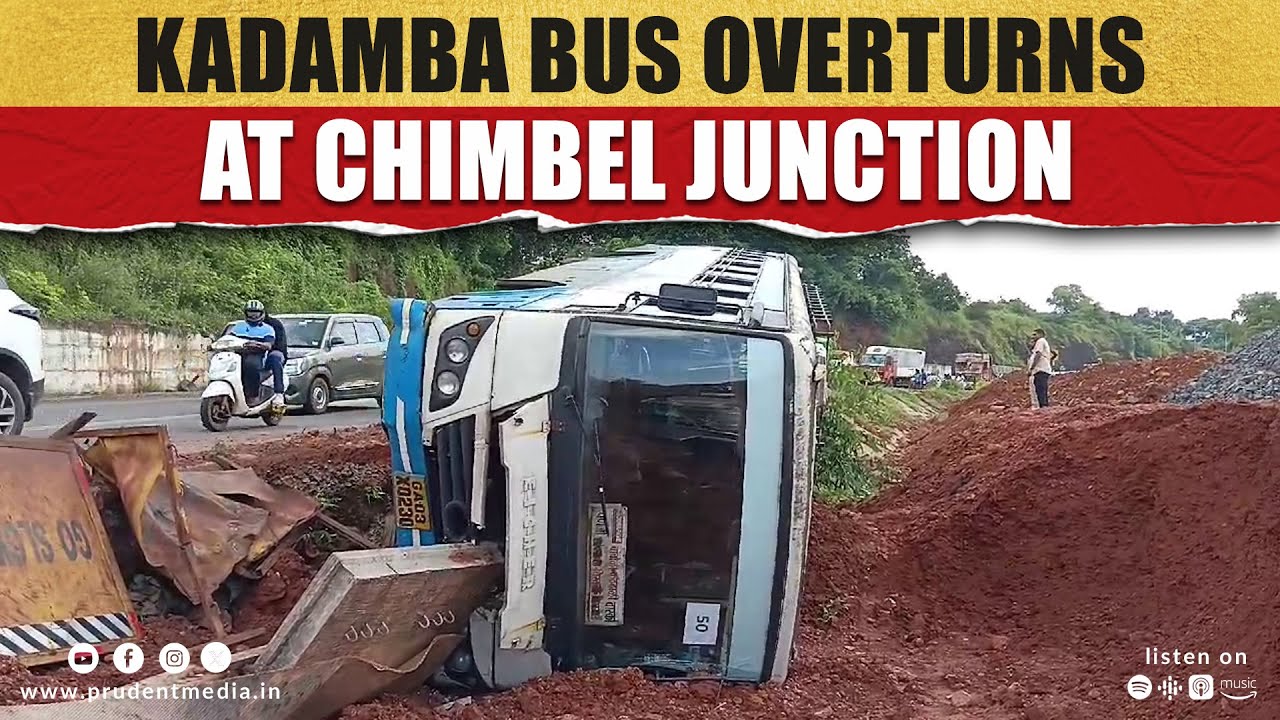 Kadamba Bus Overturns At Chimbel Junction; 3 Injured - YouTube