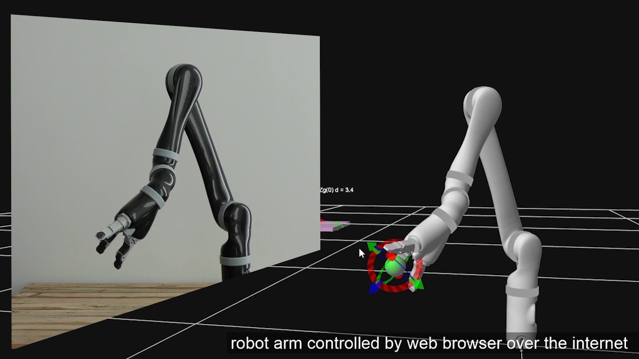 robotic arm controlled by web browser over the internet - YouTube