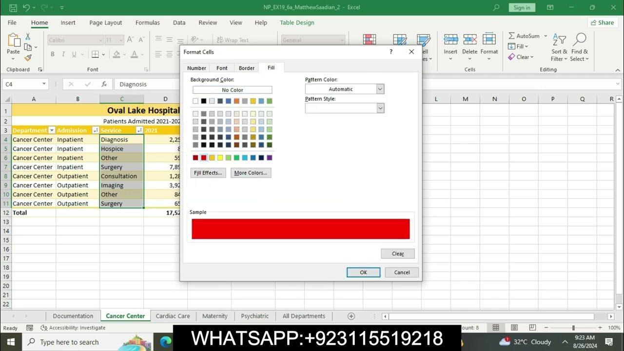 Excel 2019 Module 6 SAM Project 1a | Oval Lake Hospital | NP_EX19_6a ...