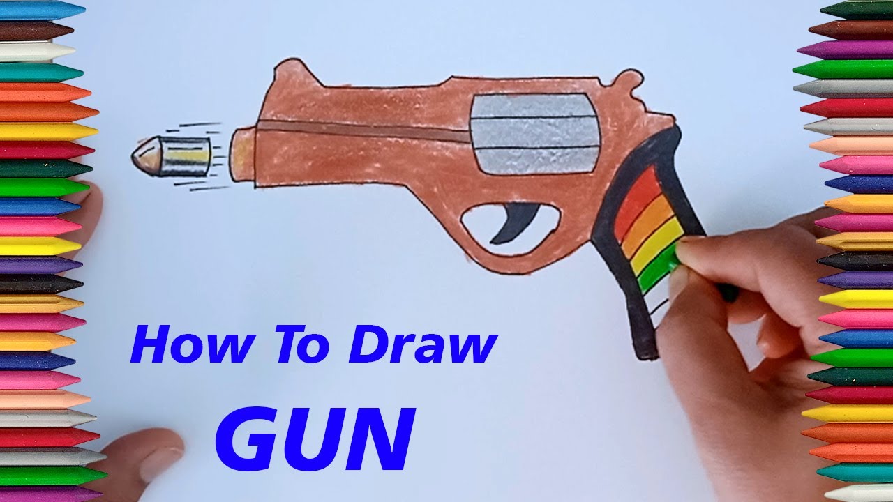 Gun Drawing Easy Step By Step | How To Draw Pistol | Pistol Drawing ...
