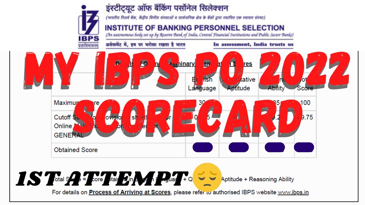 My IBPS PO 2022 Pre Scorecard || Pre Cleared in 1st attempt??🧐 🎉|| Cut ...