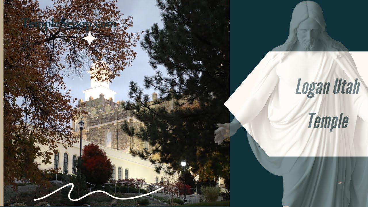 Logan Utah Temple at night with a drone with fireworks in the ...