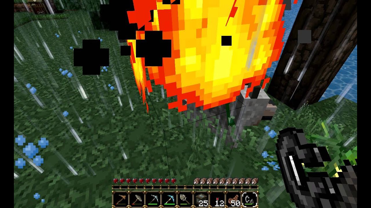 Minecraft wolf saved from fire by a bush - YouTube