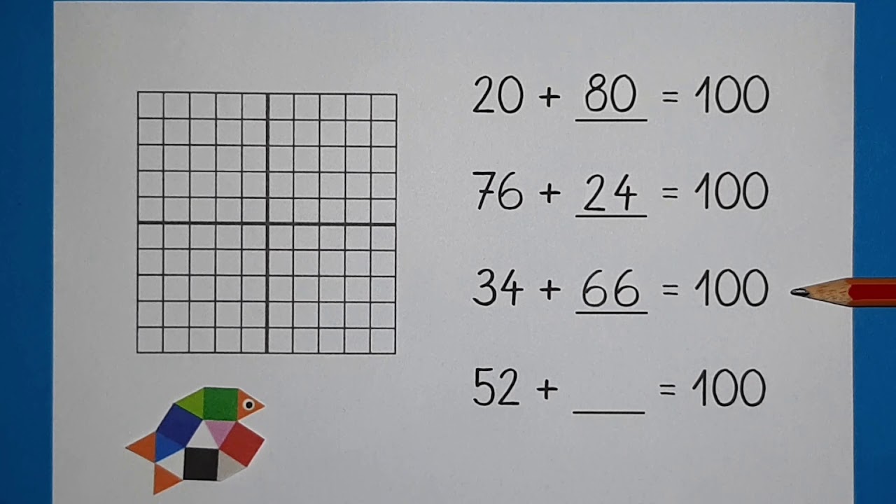 Ergänzen bis 100 am Hunderterfeld (Teil 5) / Mathe / Klasse 2 / einfach ...