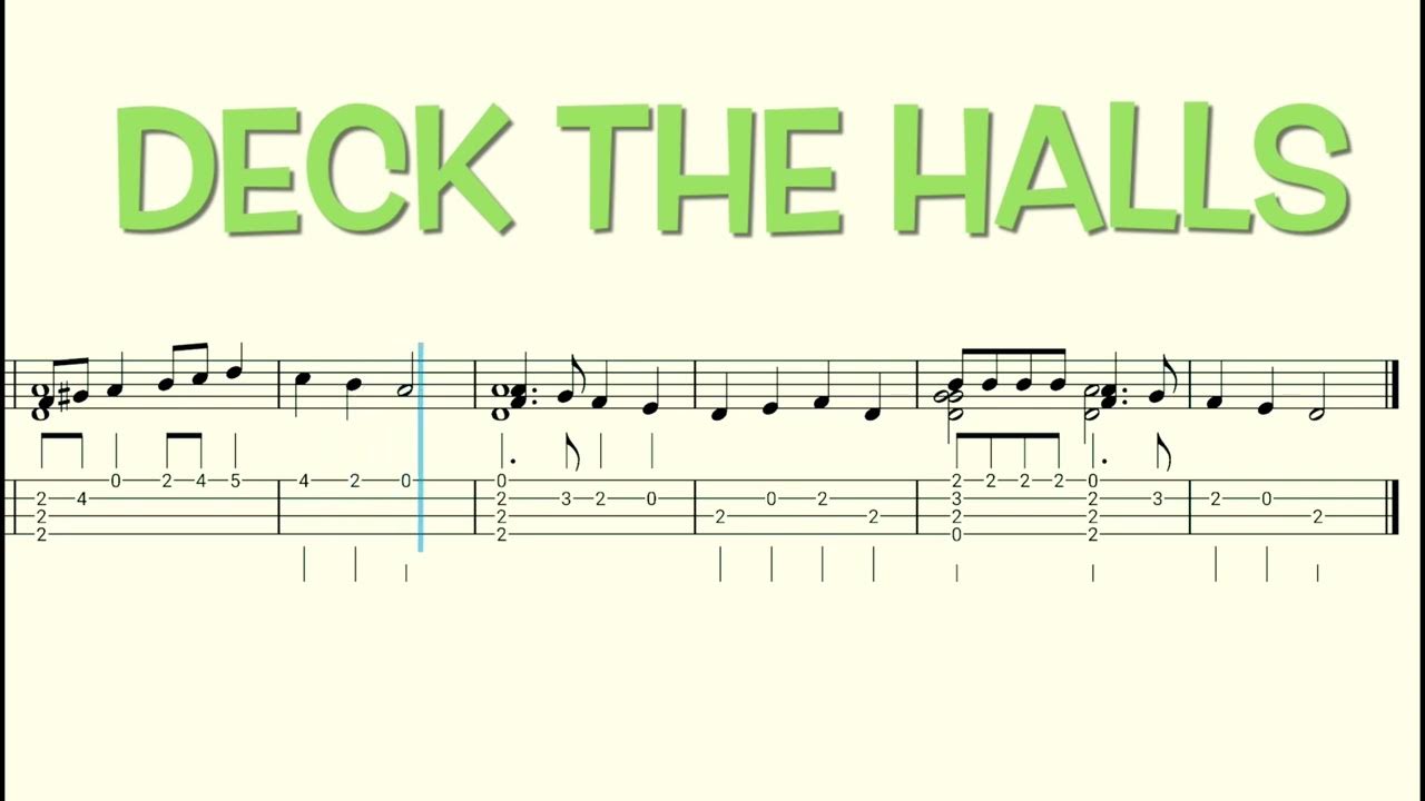 Deck The Halls | EASY Fingerstyle Ukulele SHEET + TAB | Old Welsh Air ...
