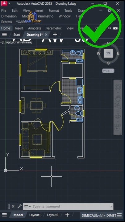 Automatic AutoCAD Plan just in One click 2025 | AutoCAD Like BIM | Yqarch plugin #shorts #yqarch ...
