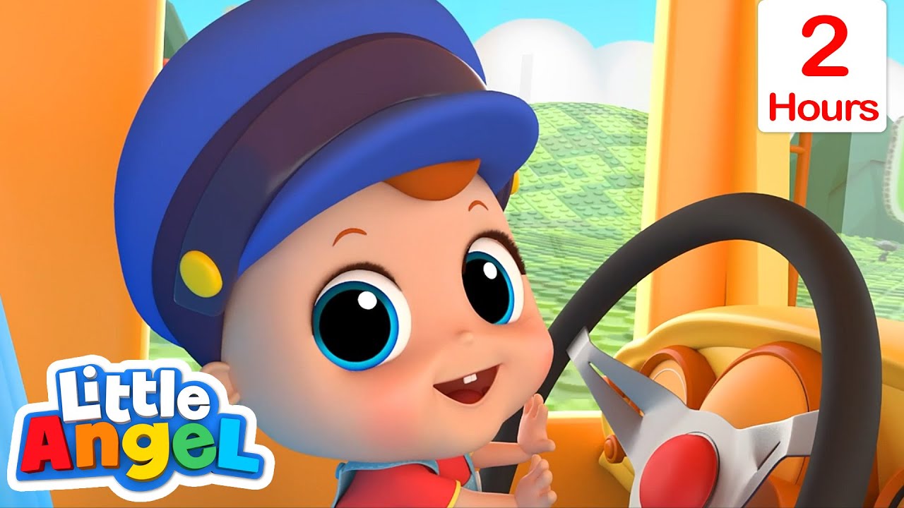 All Aboard The Baby Bus! | Little Angel | 🚌Wheels on the BUS Songs! | 🚌 ...