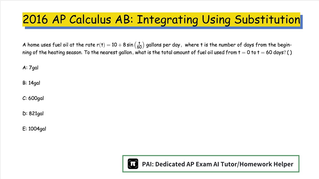 2016 AP Calculus AB:Integrating Using Substitution--Integration and ...
