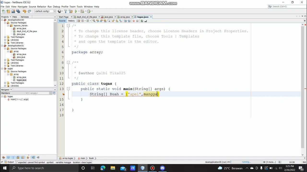Membuat dan Menampilkan Elemen Array Bertipe String - YouTube