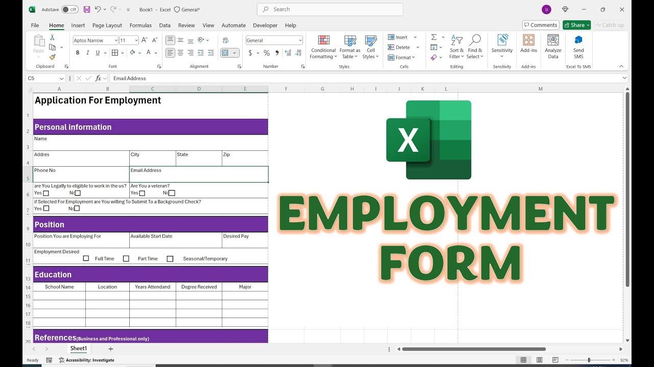How to make a fillable form in Excel - YouTube