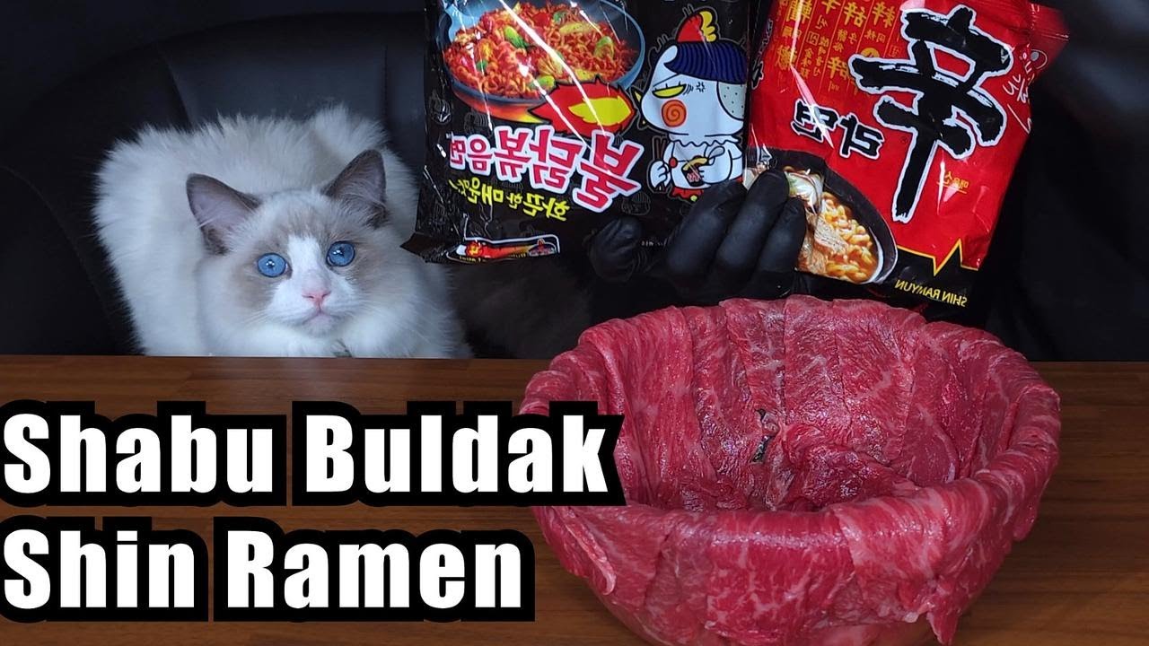 🍜Shabu-Shabu(Japanese hotpot) Buldak Shin Ramen Recipe ( Subtitle ...