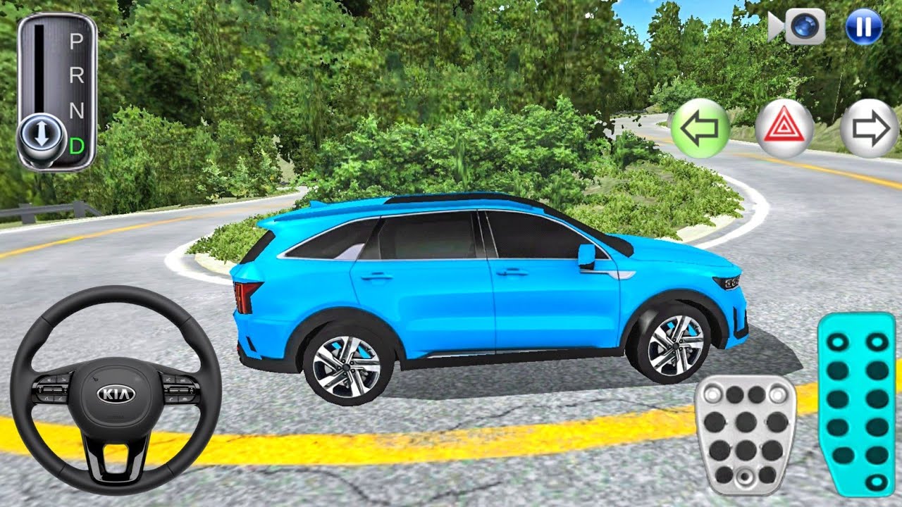 New Sky Blue Kia Sorento Narrow Mountain Road Driving - 3D Driving ...