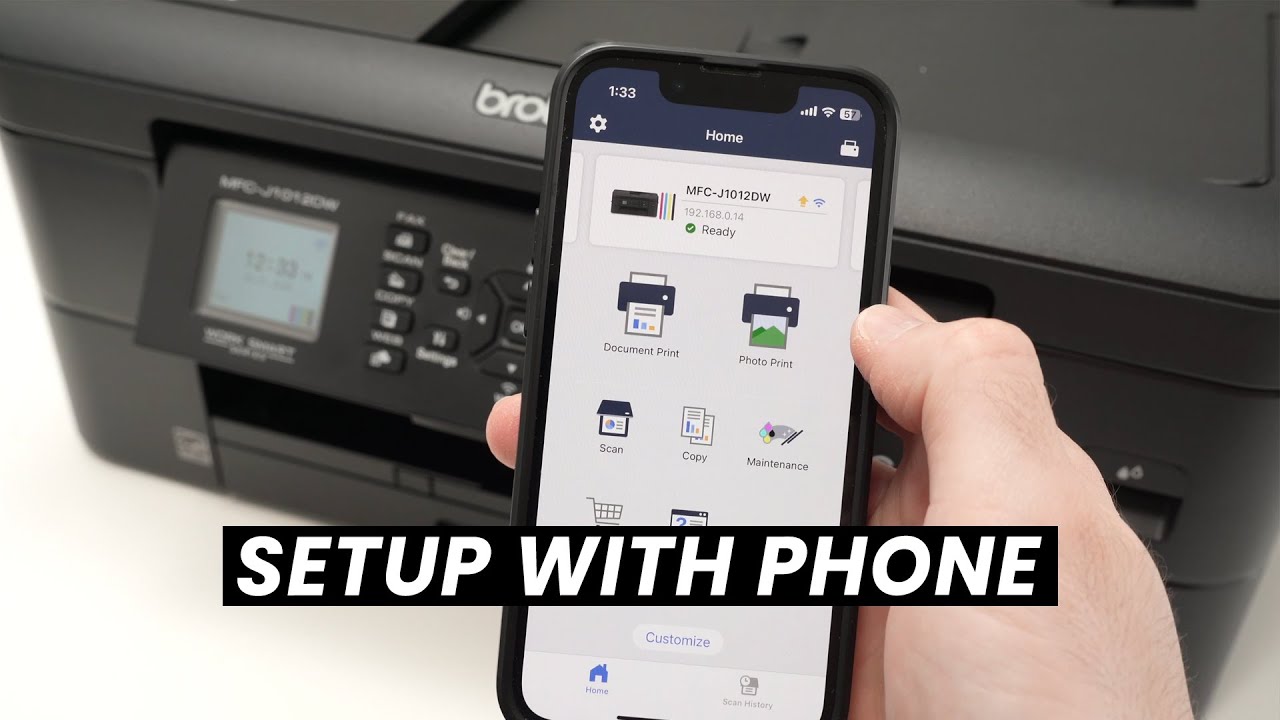 Wifi Setup Brother MFC-J1010DW & J1012DW Printer With Phone - iPhone ...